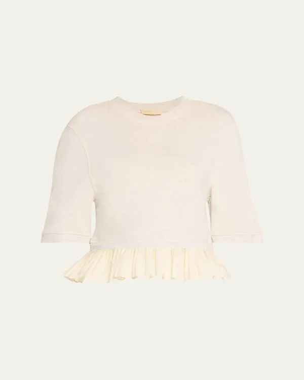 Ulla Johnson Harper Knit Peplum Top - White
