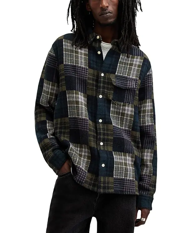 All Saints Hopton Patchwork Check Overshirt