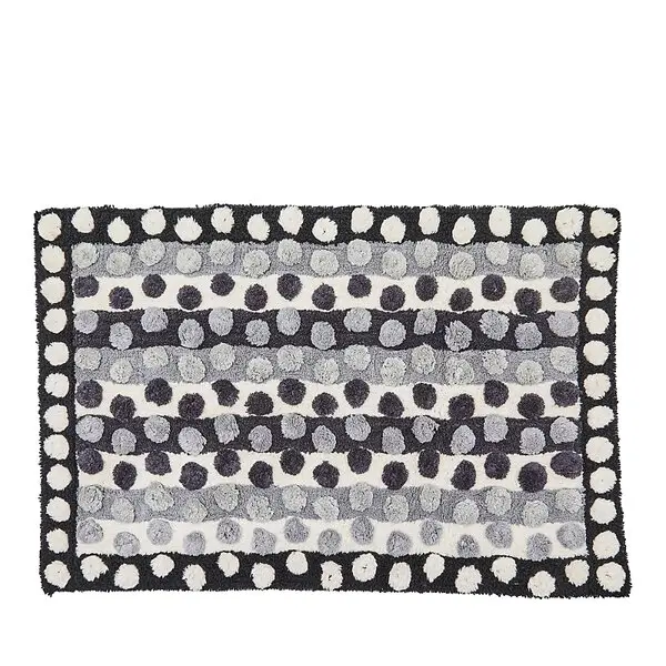 MACKENZIE-CHILDS Stripe & Dot Gray Bath Rug