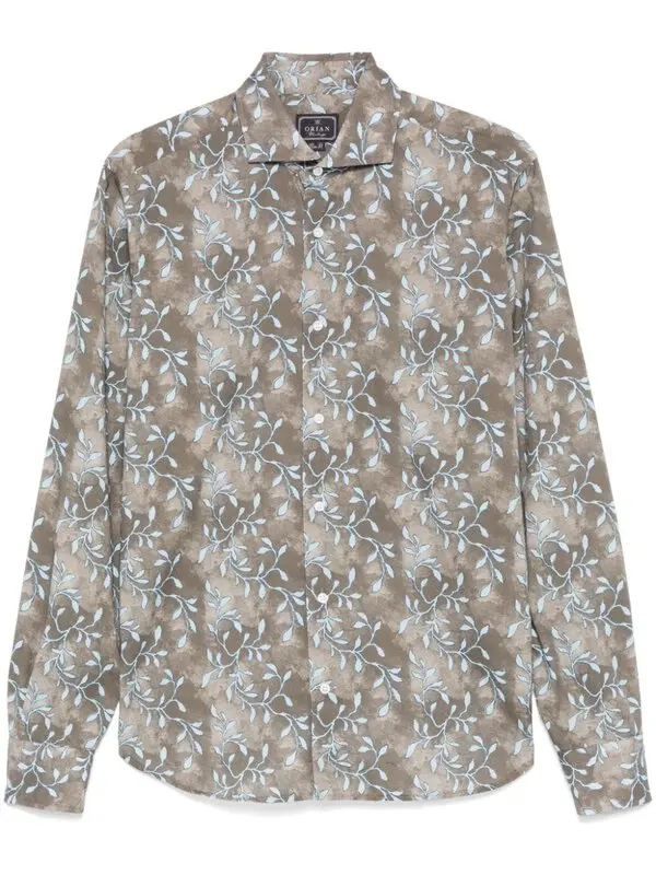ORIAN Floral Print Shirt - Grey