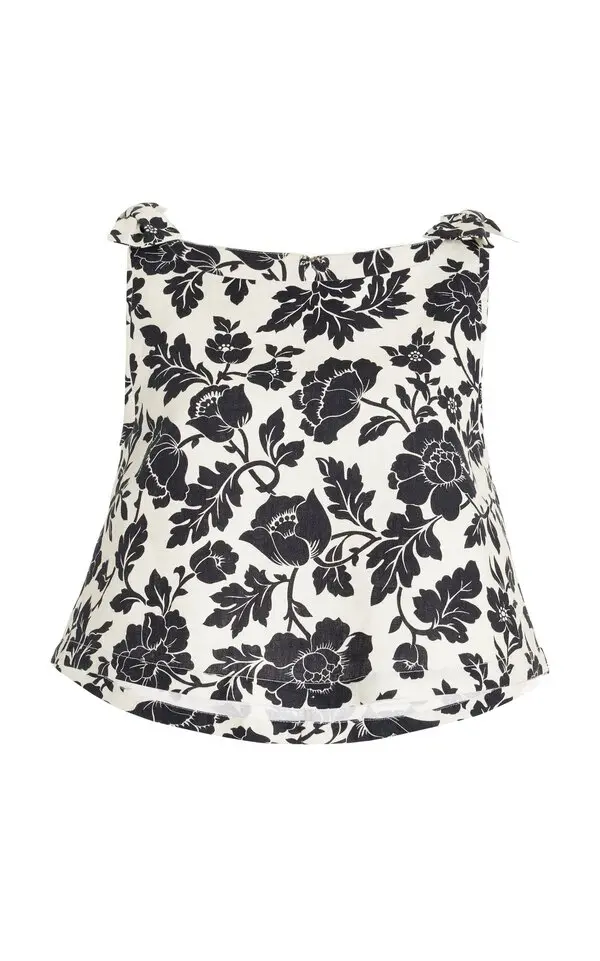 Posse Romeo Floral Linen Top - Black