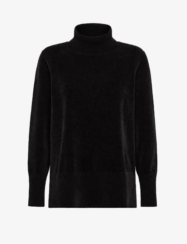 RRD Plain-knit Chenille Turtleneck - Black
