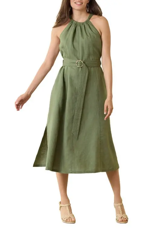 Tommy Bahama Coastalina Linen Midi Dress In Dark Fern - 60% Off |  Editorialist