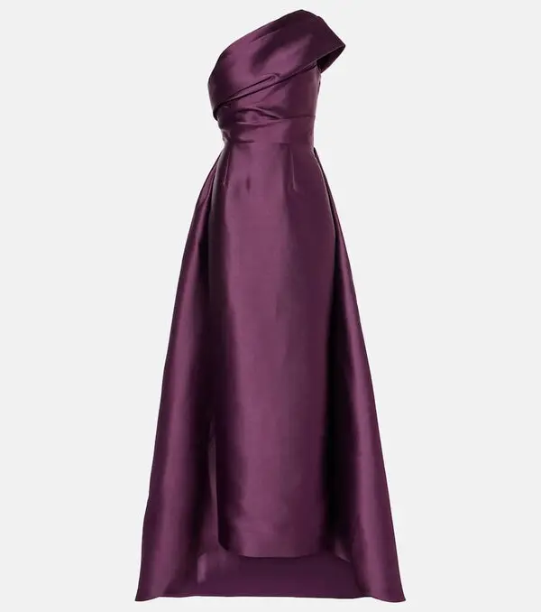 Solace London One-shoulder Twill Gown - Purple