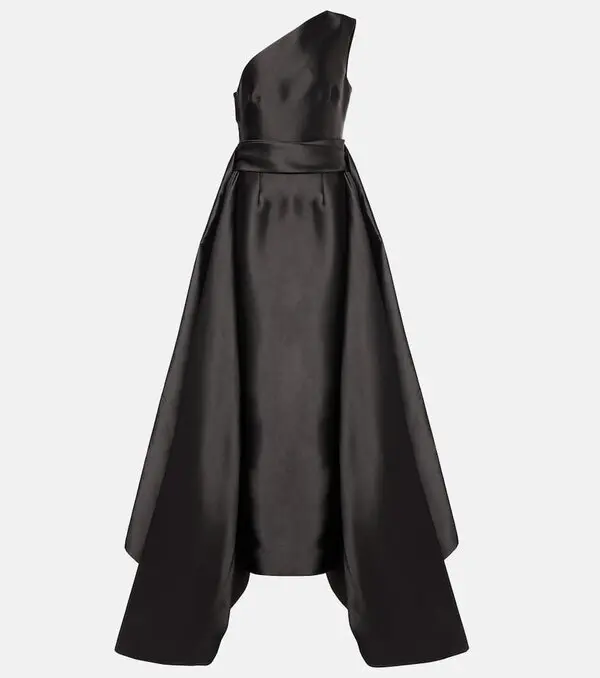 Solace London One-shoulder Twill Gown - Black