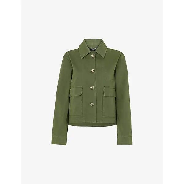 Whistles Marie Relaxed-fit Cotton Jacket - Dark Green