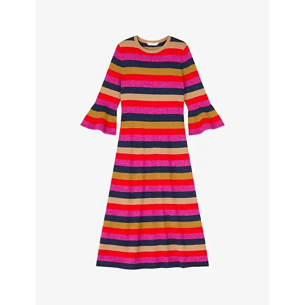 LK BENNETT Alice Striped Knitted Midi Dress