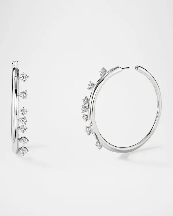 Hearts On Fire Barre Medium Floating Diamond Hoop Earrings - White Gold Diamond