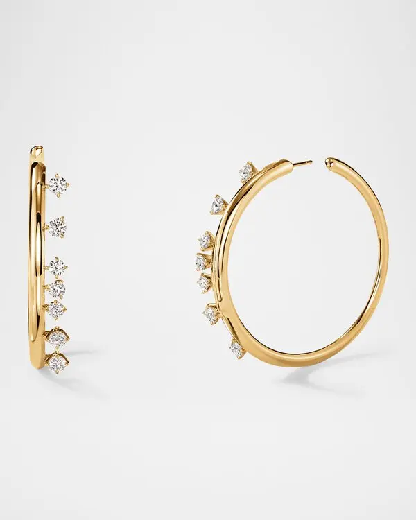 Hearts On Fire Barre Medium Diamond Hoop Earrings - Yellow Gold