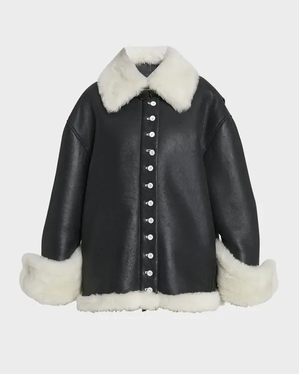 Loewe Leather Jacket With Shearling Lining