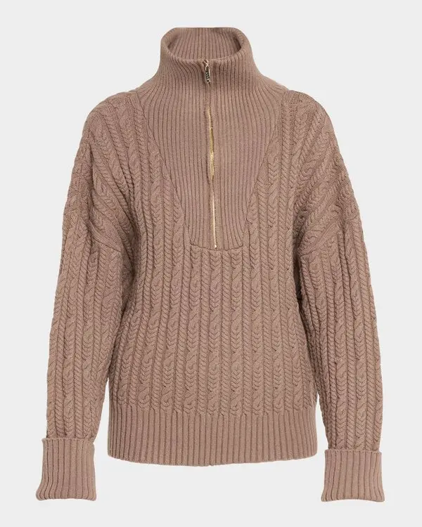 LUNE ACTIVE Blake Cable Knit Half-zip Sweater