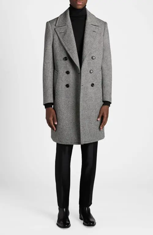 TOM FORD Double-breasted Wool Mouliné Twill Coat