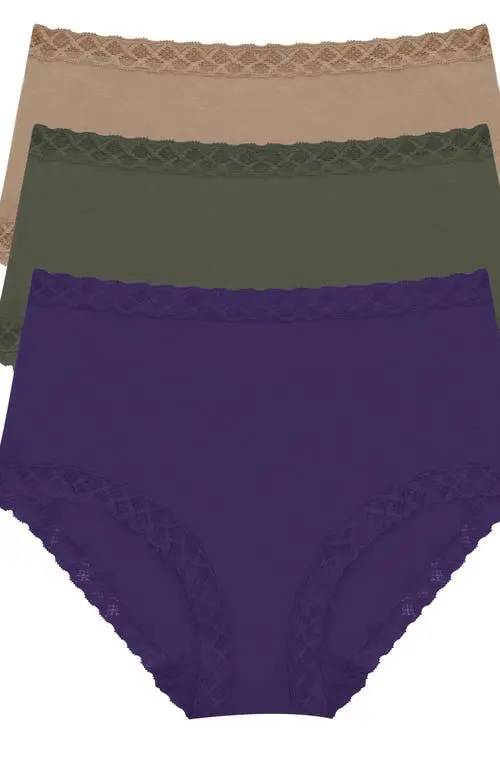 Natori Bliss Cotton Full Brief 3-pack - Vivid Grape/flint/cafe