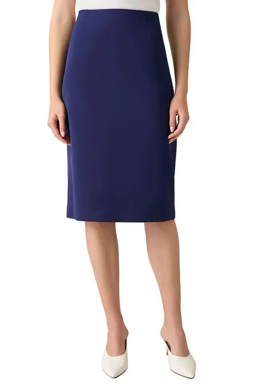 KASPER Below Knee Length Skirt - Kasper Navy