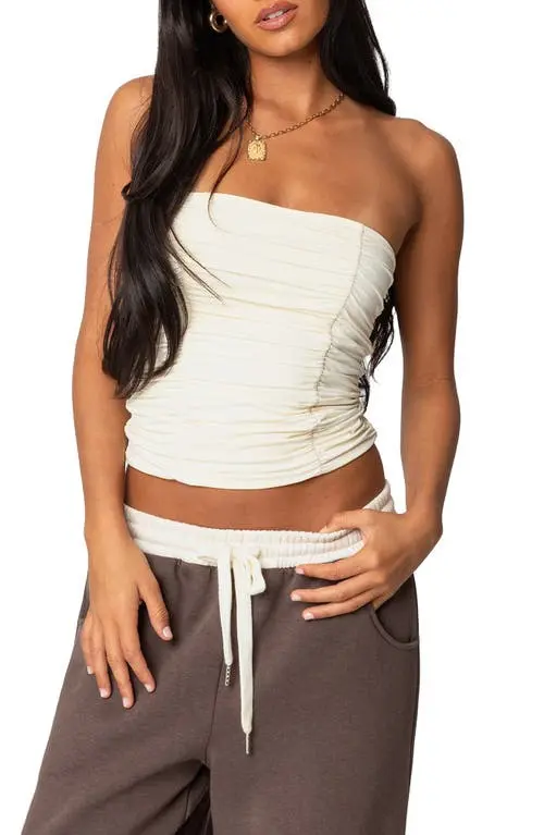 EDIKTED Fifi Ruched Strapless Tube Top