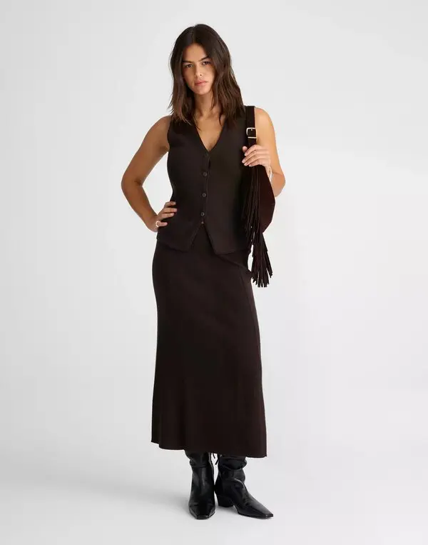 Madewell Merino Wool-blend Maxi Skirt - Molasses