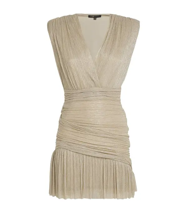 Maje Metallic Mini Dress - Gold