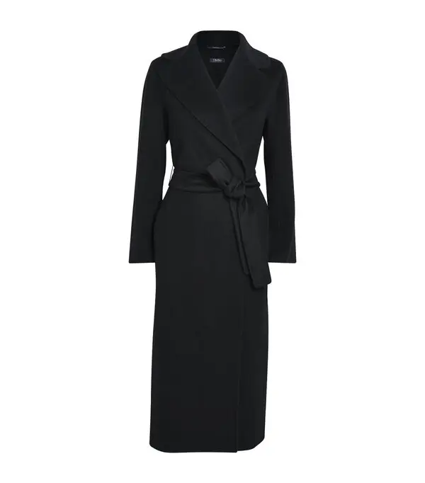 Max Mara Virgin Wool-cashmere Wrap Coat - Black