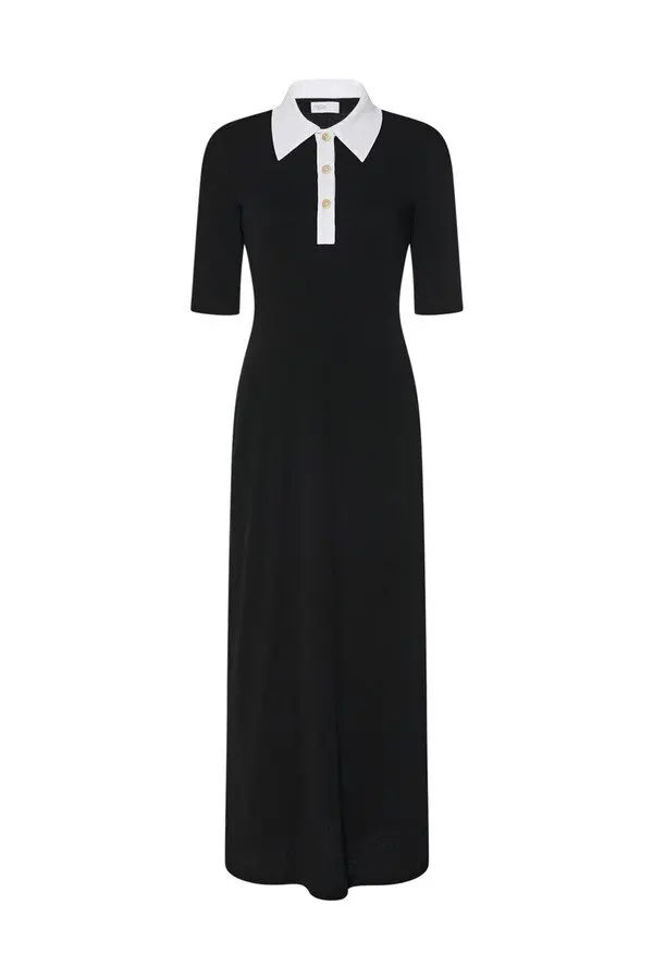 Rosetta Getty Polo T-shirt Dress - Gray / Black / White