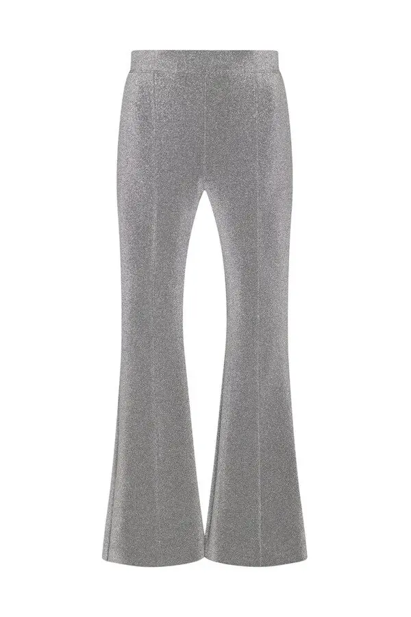 Rosetta Getty Lurex Interlock Pull-on Cropped Flare Trousers