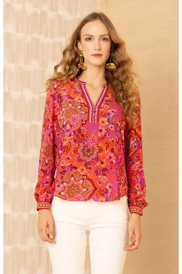 Hale Bob Skye Silk Top - Red