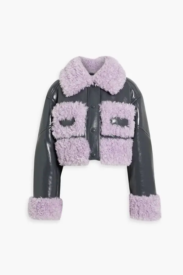 STAND STUDIO Fleur Cropped Teddy Fleece Jacket - Dark Gray
