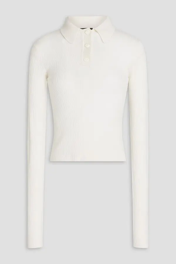 Rag & Bone Mandee Ribbed Cashmere Polo Sweater