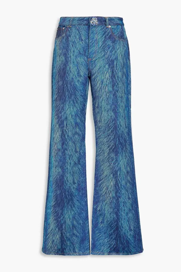 AREA Printed High-rise Flared Jeans