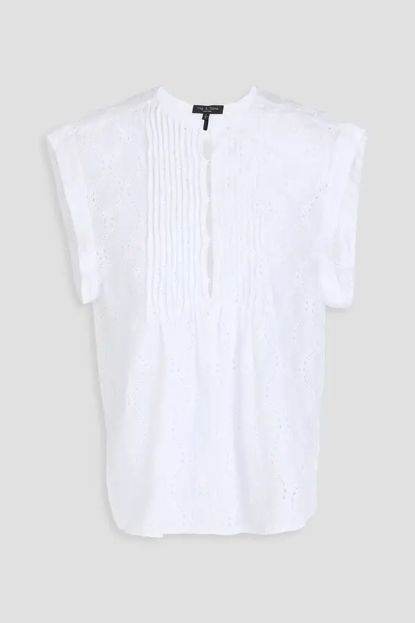 Rag & Bone Gabby Broderie Anglaise Ramie Top