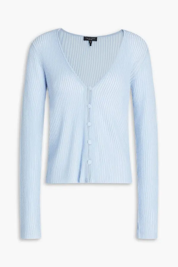 Rag & Bone Dorit Ribbed Merino Wool-blend Cardigan - Light Blue