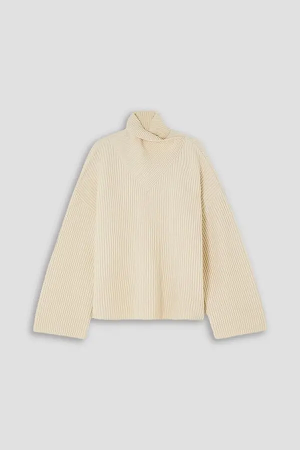 TOTÊME Oversized Ribbed Wool Turtleneck Sweater