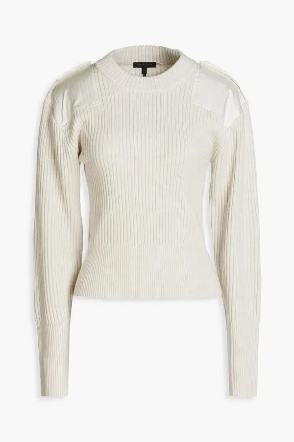 Rag & Bone Nikole Satin-paneled Ribbed Wool Sweater