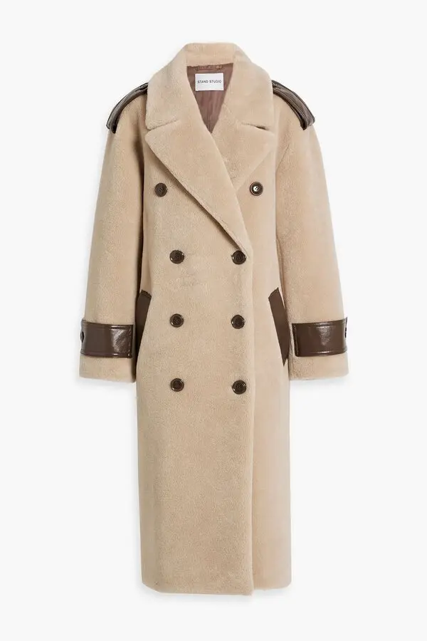 STAND STUDIO Poppy Double-breasted Faux Shearling Coat