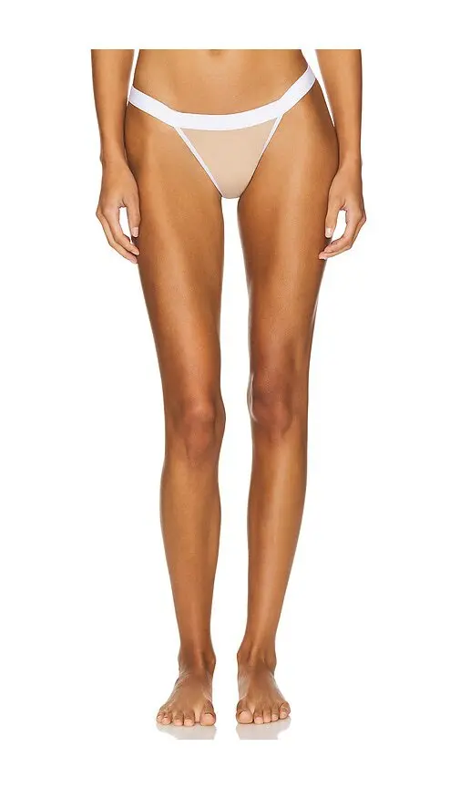 NEGATIVE UNDERWEAR Sieve Thong In Beige - Buff & White