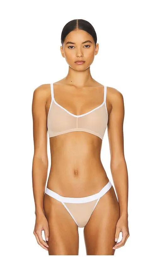 NEGATIVE UNDERWEAR Sieve Non-wire Bra In Beige - Buff & White