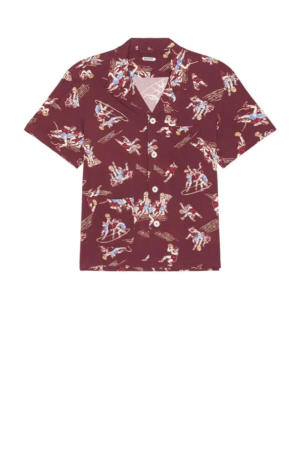 BODE Layup Short Sleeve Shirt In Purple - Multi