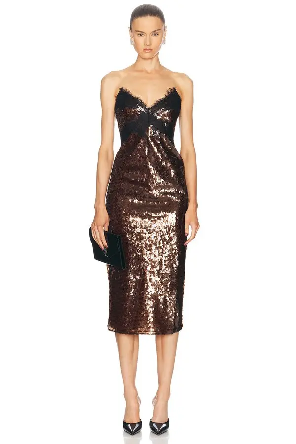 Retrofete Ellen Sequin Dress - Deep Brown