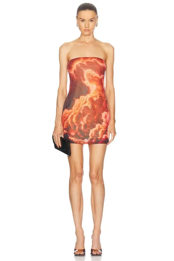 Alexander Wang Hotfix Crystal Mini Dress - Red & Clear