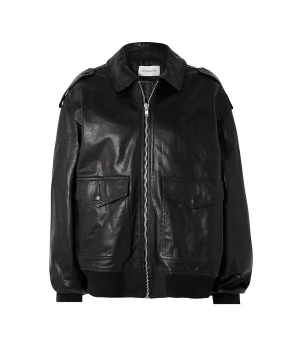 THE FRANKIE SHOP Viper Oversized Leather Jacket - Black