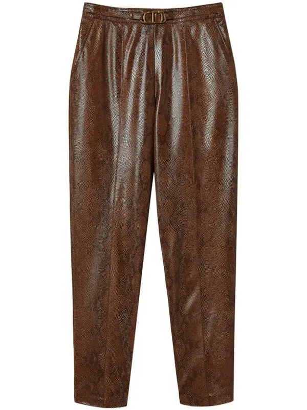 TWINSET Snake-effect Cropped Trousers - Black