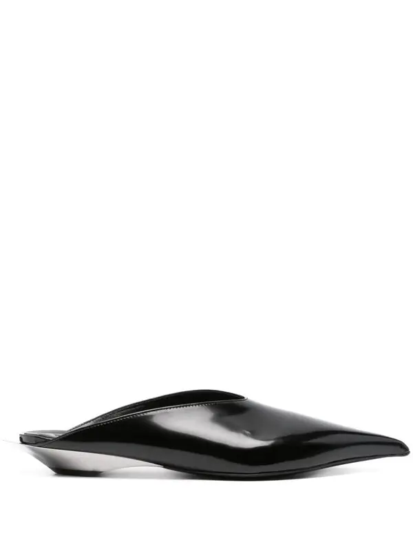 MUGLER Patent Leather Fang Flat Mules