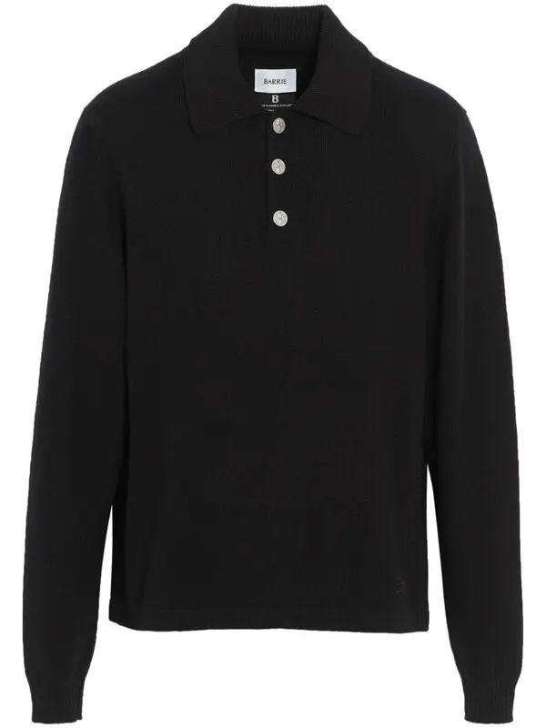 BARRIE B Label Cashmere Polo Shirt - Black