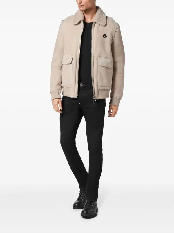 Philipp Plein Logo-patch Shearling Jacket