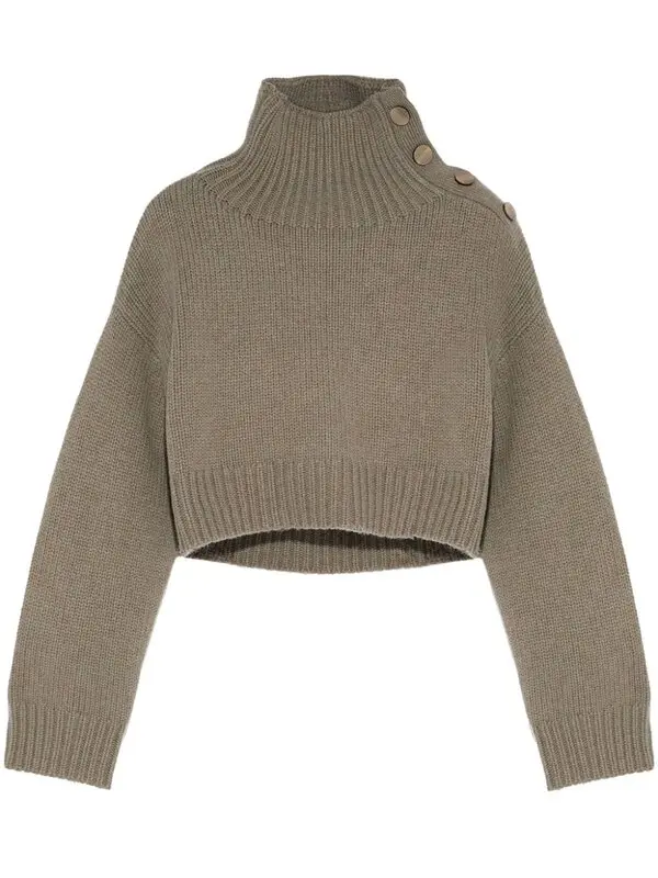YVES SALOMON Cropped Knit Jumper - Grey