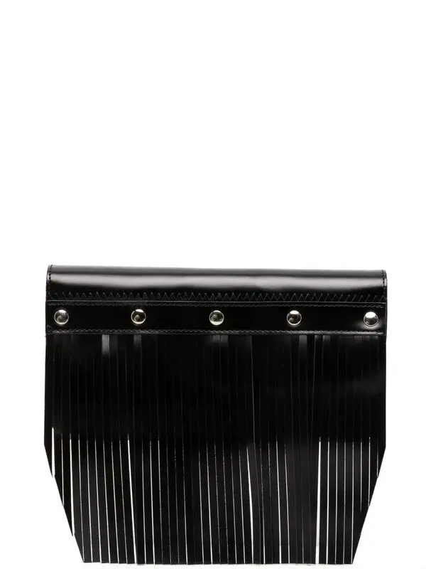 Comme Des Garçons Stud-embellished Fringed Leather Wallet - Black
