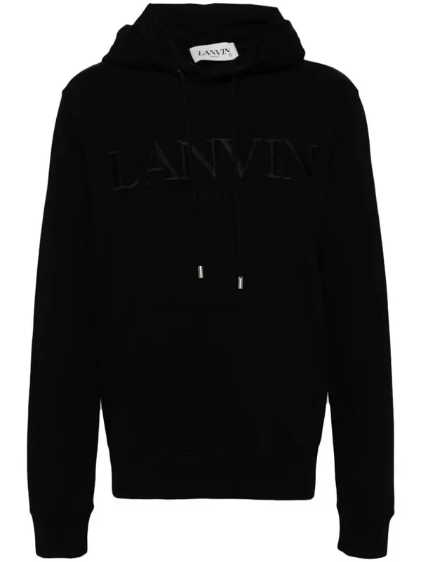 LANVIN Logo-embroidered Hoodie - Black