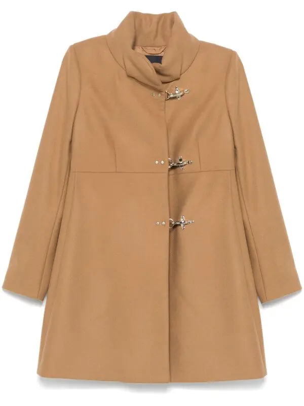 FAY Hook Fastening Coat - Brown