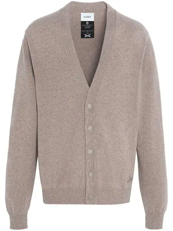 Barrie Logo-Appliqué Cashmere Cardigan - Neutrals | Editorialist