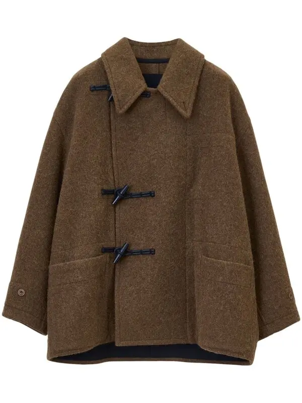 LEMAIRE Belted Felted Duffle Jacket - Brown