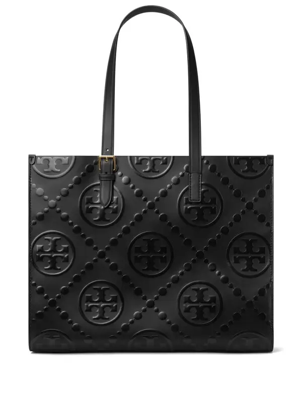 Tory Burch T Monogram Embossed Tote Bag - Black